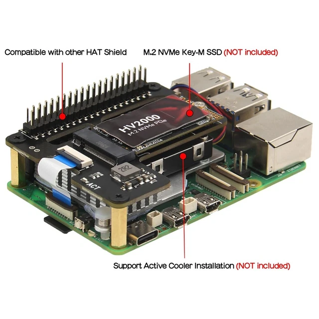 X1000 M.2 NVME SSD Shield PCIe Peripheral Board Compatible for 5 ...