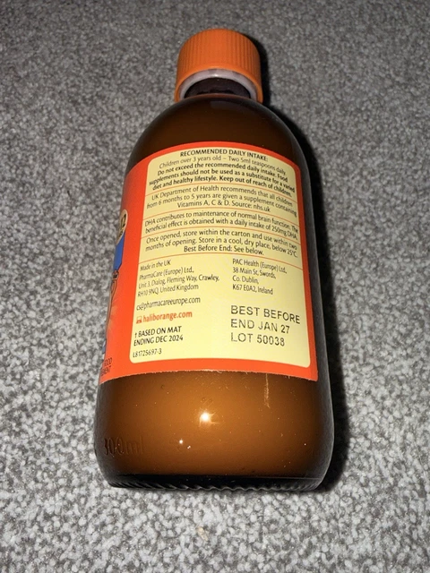 HALIBORANGE OMEGA-3 DHA Orange Flavoured Brain Support Syrup 300ml £7. ...