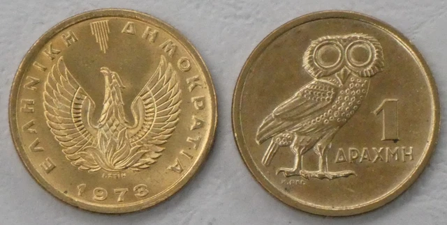 GRECIA/GRECIA 1 DRAGMA Moneda de Curso 1973 Búho p107 sin circular EUR ...
