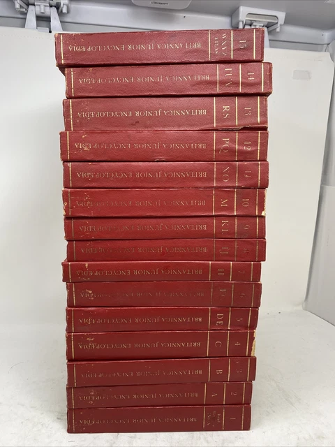 ENCYCLOPEDIA BRITANNICA JUNIOR 1968 Complete Set of 15 ***Some Stains ...