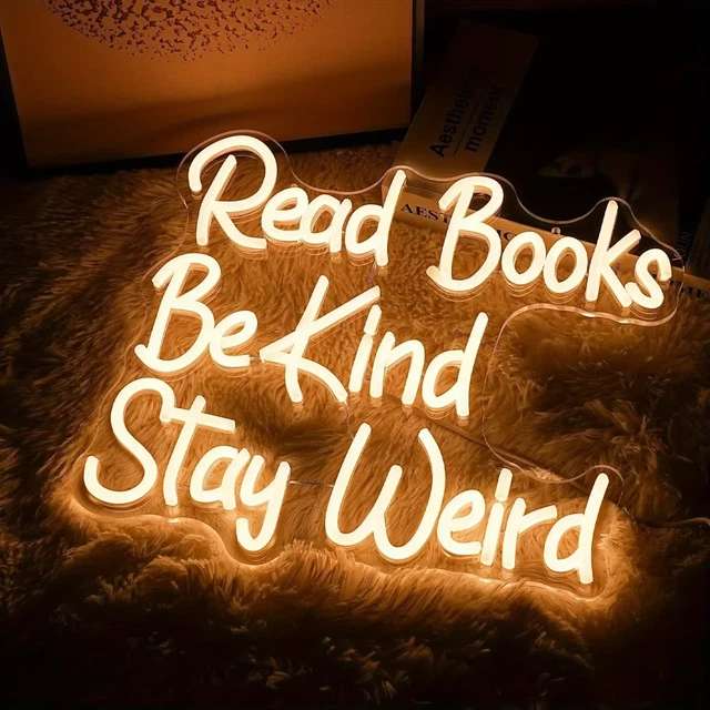 READ BOOKS BE Kind Stay Weird Neon Sign LED Neon Sign Dimmable USB ...