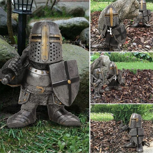 MEDIEVAL GUARD DWARF Soldier Sword Warrior Garden Statue Knight Gnome ...