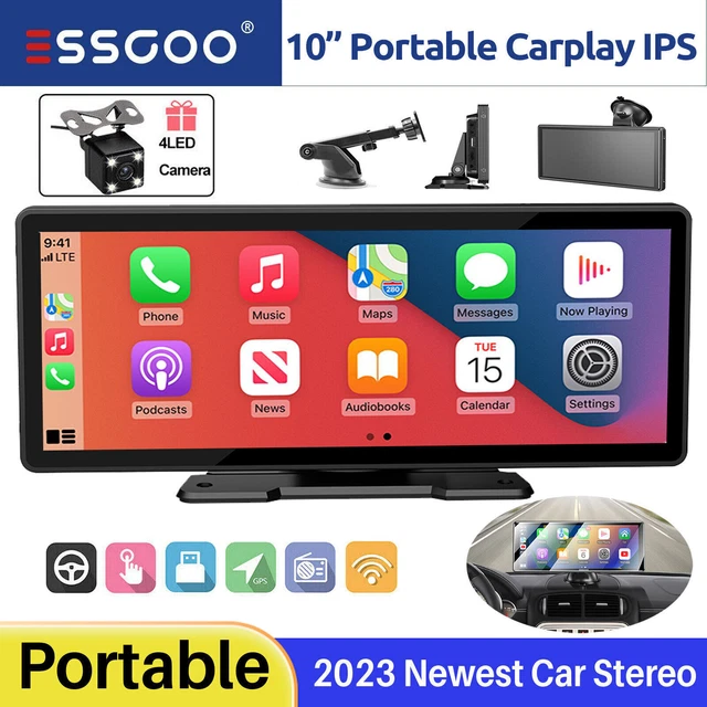 PORTABLE 10& CAR Stereo IPS Wireless iOS CarPlay & Android Auto USB MP5 ...