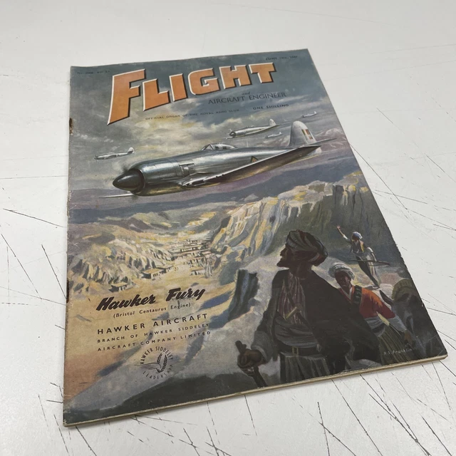 VINTAGE 1947 FLIGHT Plane Aircraft Magazine Bar WW2 War Art Petrol ...