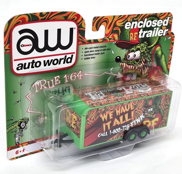 AUTOWORLD 1/64 - Ratfink Enclosed Car Trailer Green For Diecast Model ...