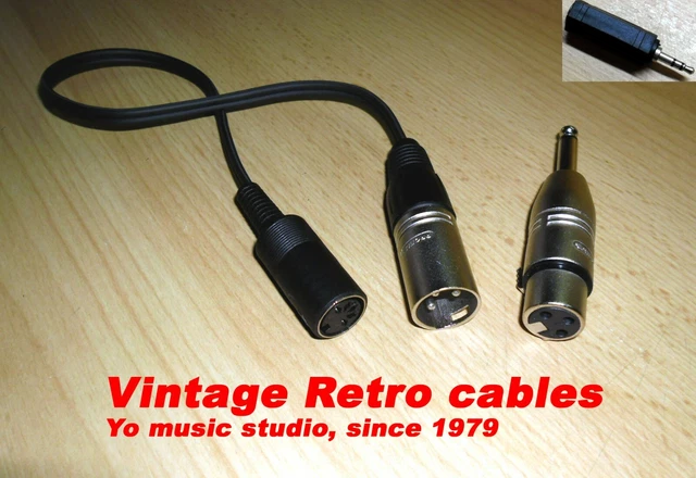 MICROPHONE ADAPTER CABLE 3-5 pin DIN-XLR+Jack Uher Grundig Philips AKG ...
