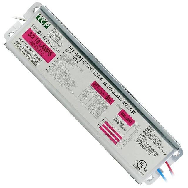 TCP E3-2IS32-277H BALLAST Fluorescent, 3 Lampes, 32W, T8, F32T8, 277V ...