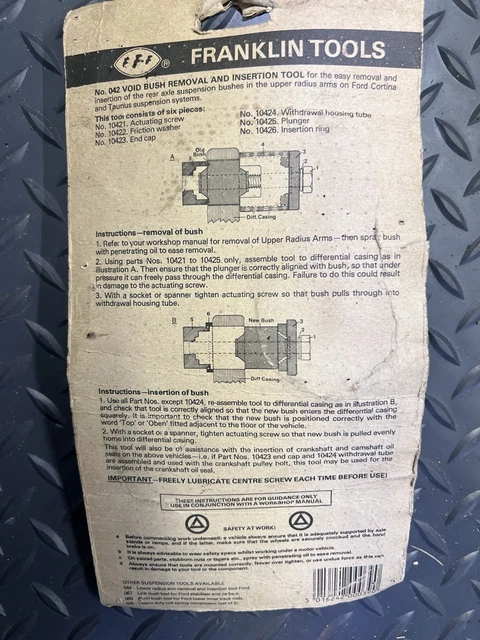 FORD CORTINA MK3 Mk4 Mk5 Void Bush Tool Franklin Tools £21.48 - PicClick UK