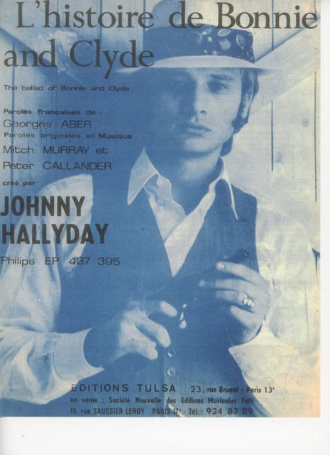 JOHNNY HALLYDAY Partition "L'histoire de Bonnie and Clyde" R@RE EUR 9 ...