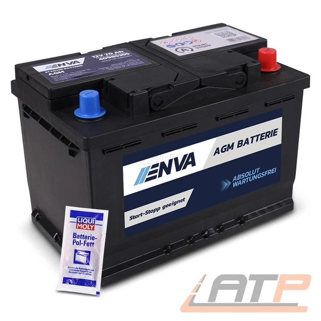 ENVA AGM AUTOBATTERIE STARTERBATTERIE 70Ah 760A 12V Start-Stop ...