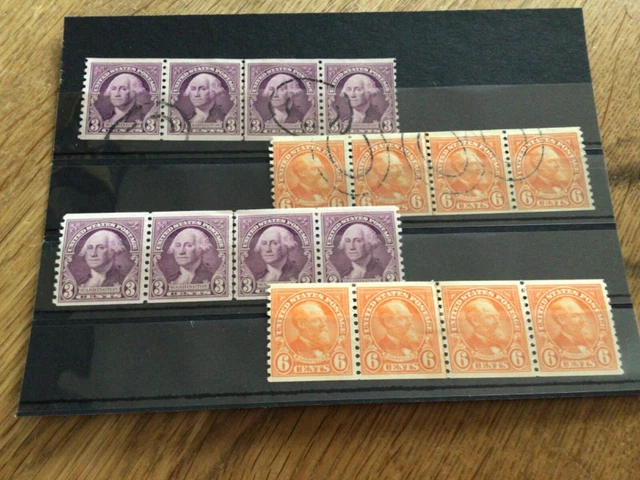 UNITED STATES 1932 coils guide line mounted mint & used stamps strips ...