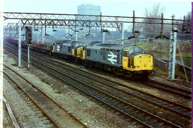 35MM RAILWAY COLOUR Negative Class 37 508 and 37 510 at Stoke on Trent ...