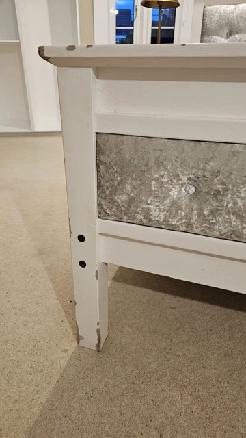 KING SIZE BED Frame Solid Wood White Painted With Silver Brushed Velvet ...