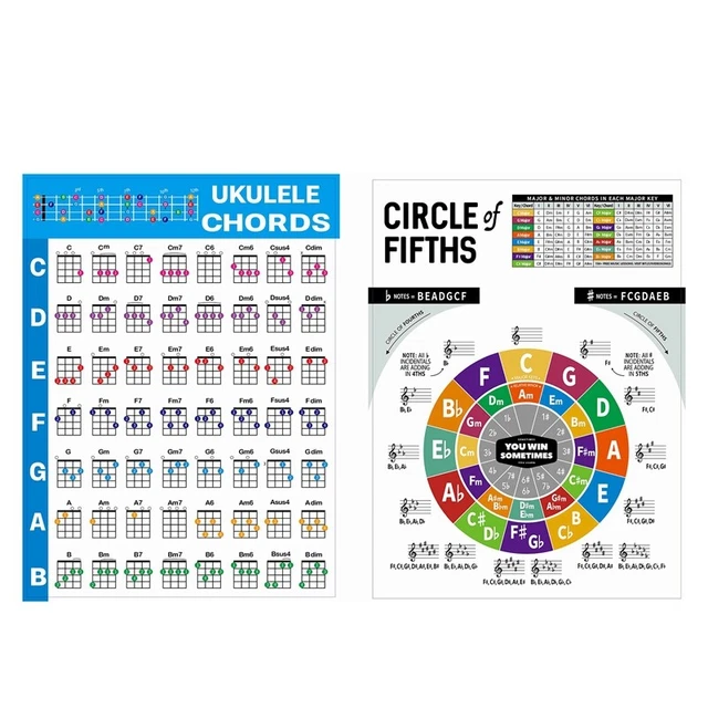 UKULELE CHORD CHART Sticker Ukulele Chord Chart for Beginner Small ...