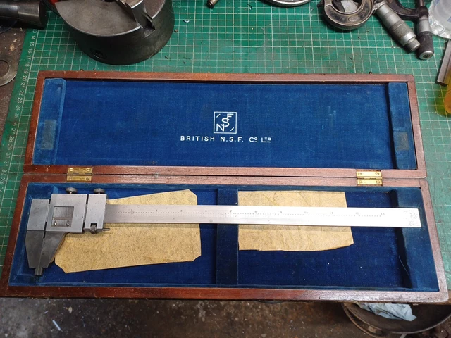 VINTAGE BRITISH N.S.F Co.Ltd Vernier Calipers in Original Wooden Box ...