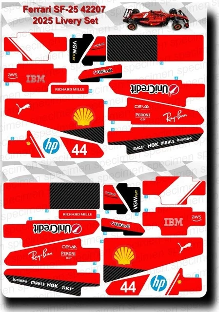 42207 LEGO FERRARI SF24 2025 Livery Sticker Set Lewis Hamilton ...