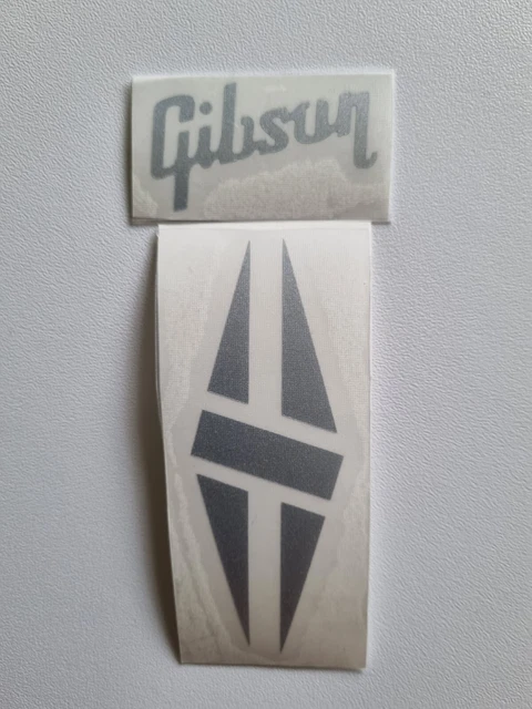 AUFKLEBER GIBSON LES Paul Custom HEADSTOCK DECAL VINILIC Silber EUR 18 ...