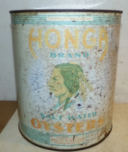 1 GALLON OYSTER Tin Can Honga brand White & Nelson Cambridge Maryland ...