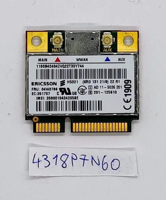 GENUINE LENOVO THINKPAD T530 T530i WWAN Mobile Broadband Card Board ...