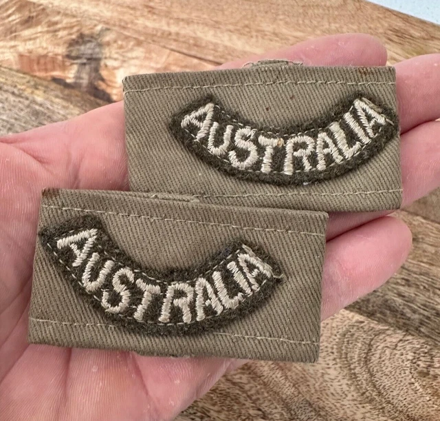 WW2 AUSTRALIAN ARMY AIF Cloth Uniform Titles Badges North Africa Tobruk ...
