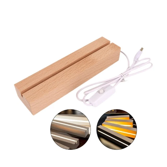 WOODEN LIGHT STAND Base LED Lights Display Base for Home Crystal Glass ...