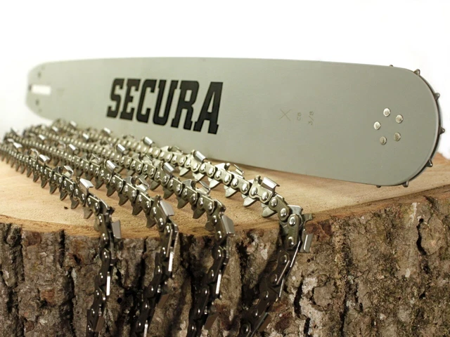 SECURA 4 CHAÎNES + guide 38cm .325 1,5mm pour Husqvarna, Makita, Dolmar ...