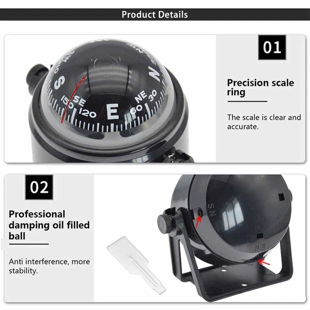 NAVIGATION TOOL MARINE Compass with Mount for Sail Ship Vehicle Outdoor ...