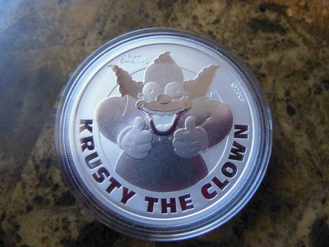 2020 1 OZ Silver Coin The Simpsons Krusty the Clown BU Perth Mint IN ...