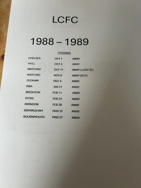 LEICESTER CITY SEASON 88-89 Home And Away Programmes £5.00 - PicClick UK