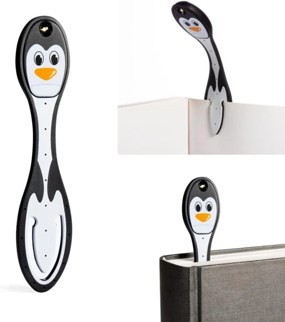 BOOK READING LED Penguin Light Soft Glow With Clip & Bookmark Flexible ...