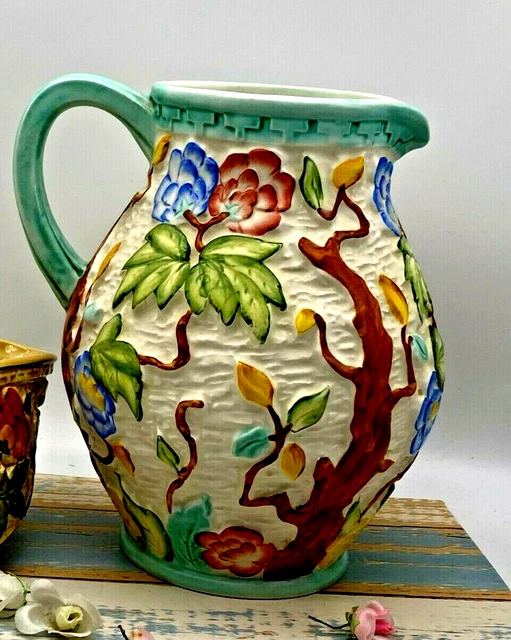VINTAGE HJ WOOD Indian Tree Water Jug Staffordshire hand painted £110. ...