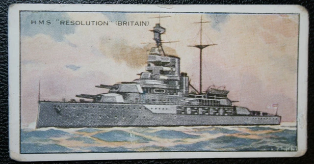 HMS RESOLUTION Royal Navy Battleship Vintage 1920's Card OC13 £3.99 ...
