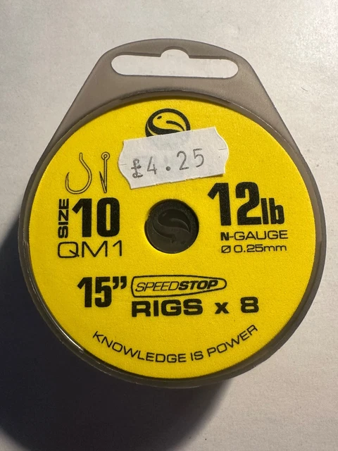 GURU QM1 READY Tied Rigs -Size 10- Barbless - 15" - Speed Stop Rigs x 8 ...