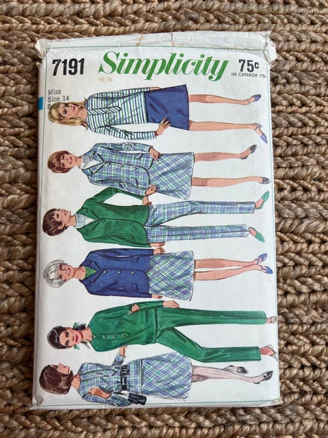 1960'S VINTAGE SIMPLICITY Sewing Pattern 7191 Jr & Misses' Jacket Skirt ...