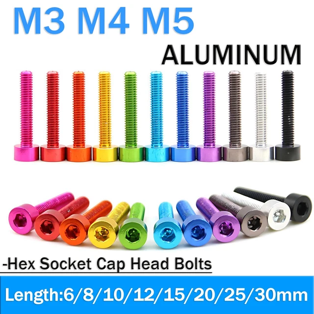 DIY Aluminum Alloy Bolts Assortment Of M3, M4, M5 Aluminum Alloy Hex ...