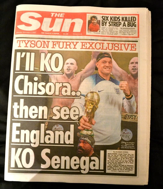 THE SUN UK Newspaper 03/12/22 December 3rd 2022 Qatar World Cup Tyson ...