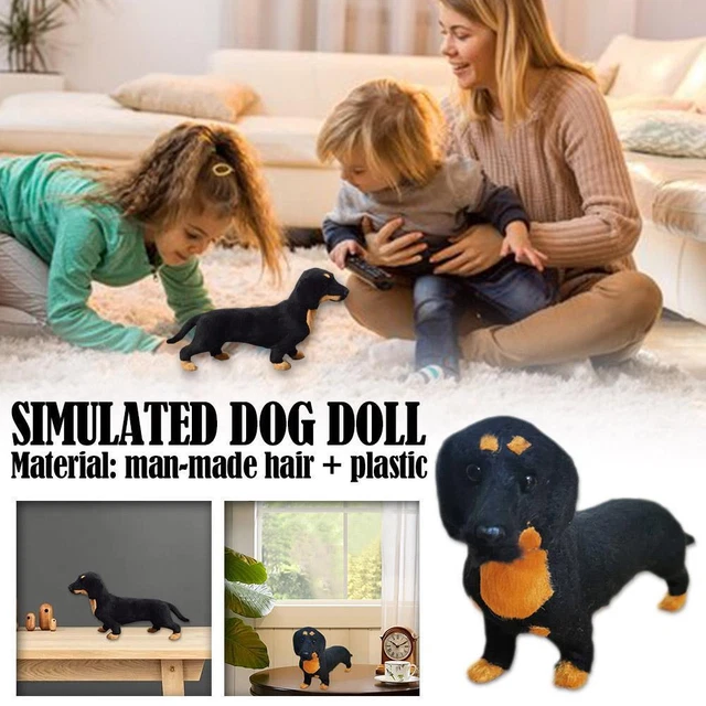 REALISTIC SIMULATION DACHSHUND Dog Push Doll Lifelike Companion Toy ...