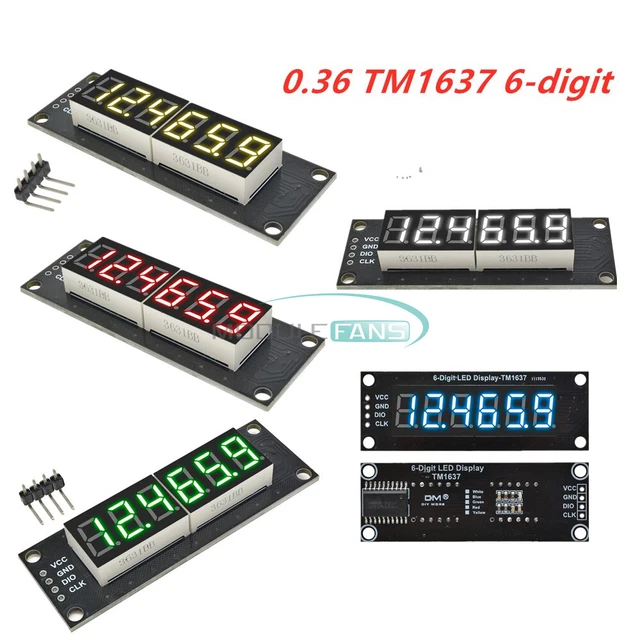 TM1637 0.36 6-BIT 7-Segment LED Display Tube Display Module 5 Colors $2 ...