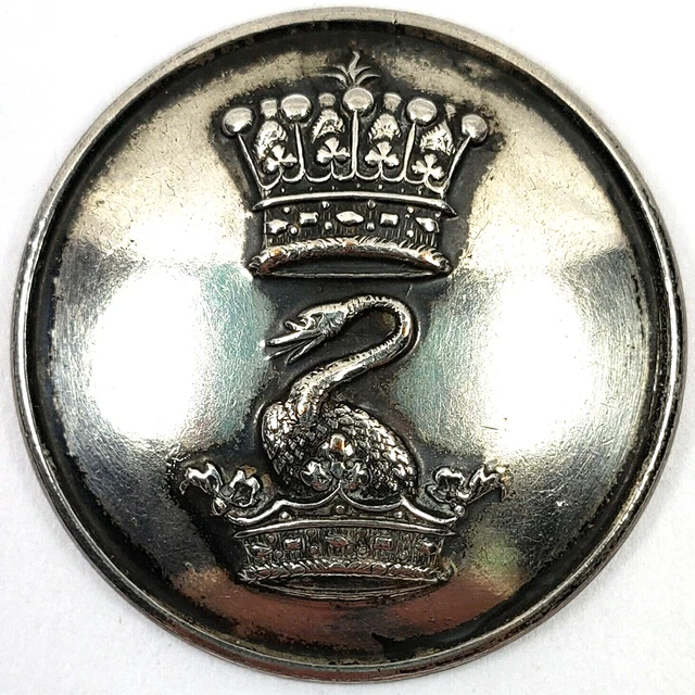 SILVER-PLATED ANTIQUE LIVERY BUTTON ~ SWAN out of DUCAL CORONET w/ EARL ...