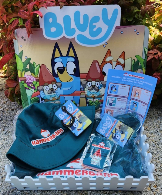 BLUEY HAMMERBARN BUNNINGS FULL SET Plush Hecuba Gnome, Toys, Hat, Bag ...
