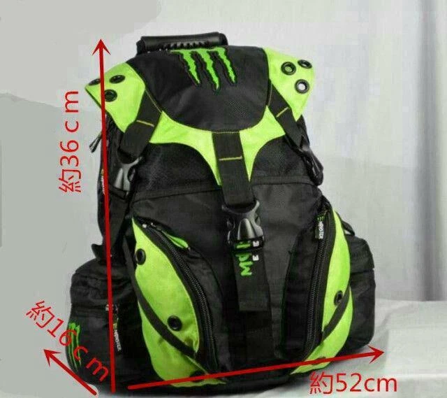 MONSTER ENERGY BACKPACK Black Green Logo 36cm*16cm*52cm Outdoor Bikebag ...