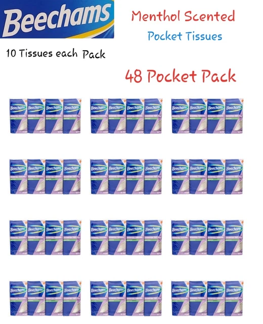 BEECHAMS MENTHOL SCENTED Pocket Tissues - 48 Pocke Pack (10 Tissues ...