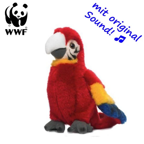 WWF STUFFED TOY Light Red Macaw Parrot (with Sound, 14cm) Stuffed ...