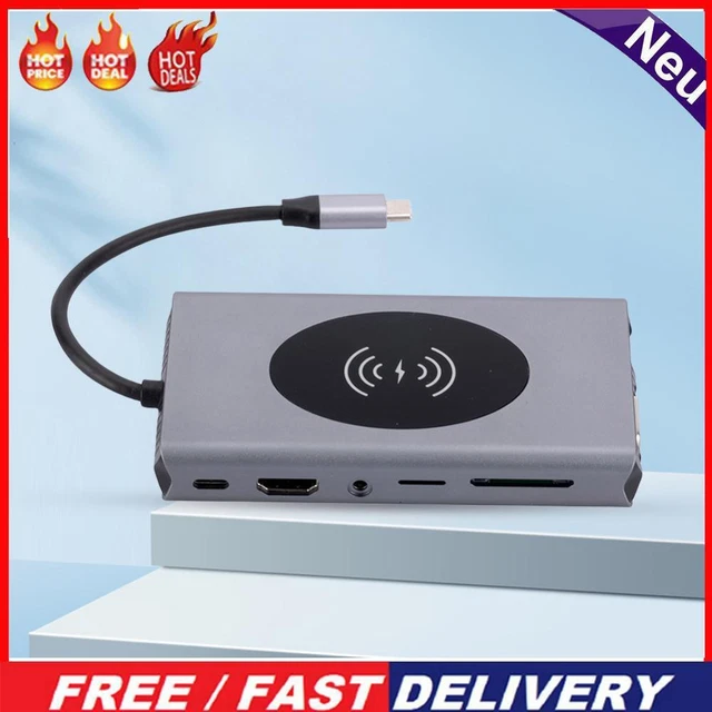 13 IN 1 Multi USB Splitter RJ45 LAN USB Hub 4K HDMI-Compatible VGA USB3 ...