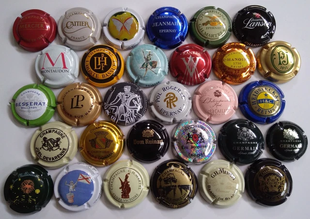 LOT DE 30 CAPSULES de CHAMPAGNE de Collection. PLAQUES de MUSELET ...