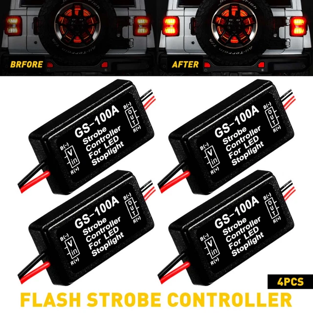 4X FLASH STROBE Controller Box Flasher Module for LED Brake Tail Stop ...