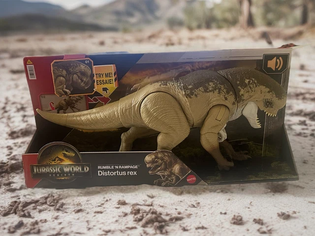 MATTEL JURASSIC WORLD Rebirth Distortus Rex Rumble 'n Rampage Action ...