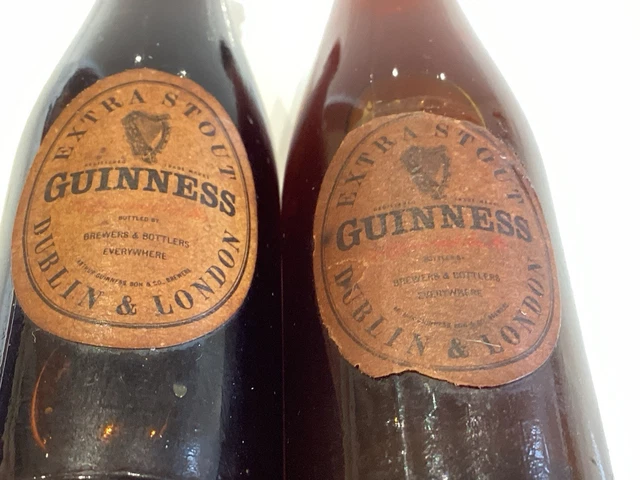 VINTAGE MINIATURE GUINNESS Extra Stout Bottles Dublin & London Labels ...