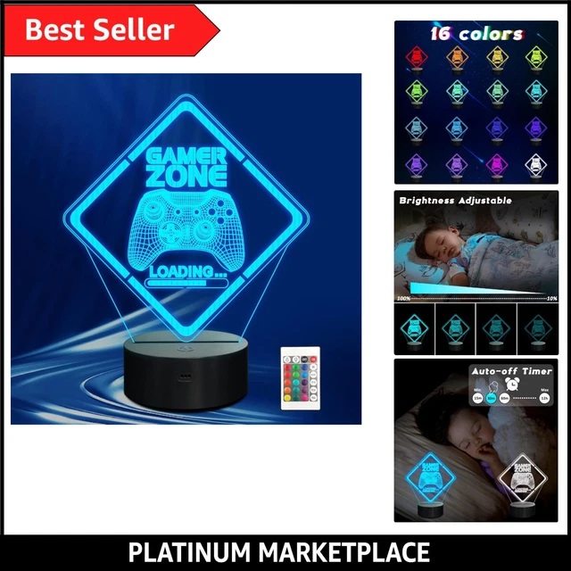 GAMER ZONE NIGHT Light with Gamepad Graphic, 3D Illusion LED Lamp, 16 ...