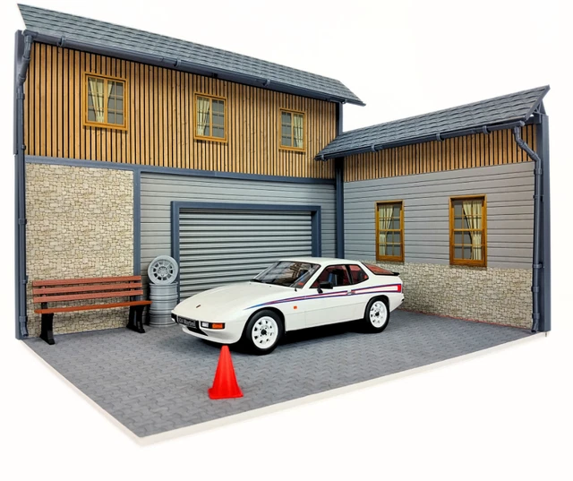 REALISTIC MODEL CAR Auto Garage 1:18 Scale House Front Diorama Kit ...
